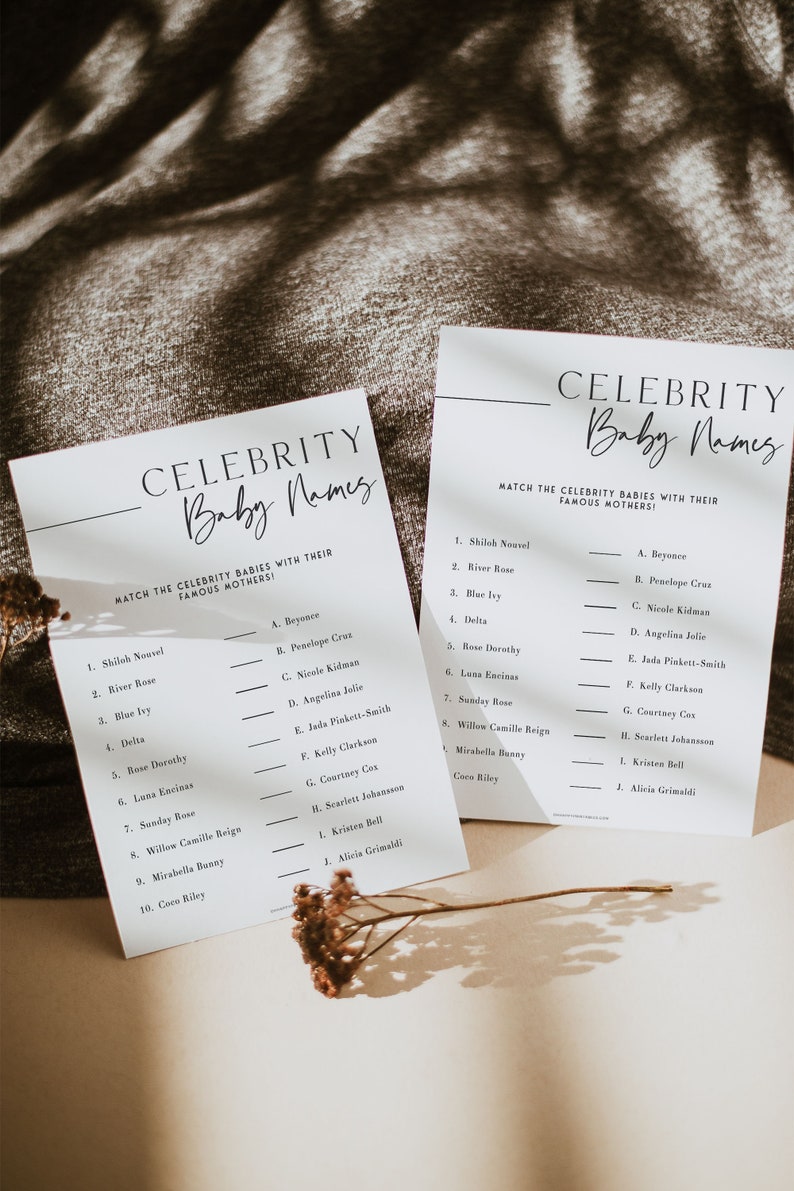Celebrity Baby Names Game Printable Baby Shower Games Modern - Etsy