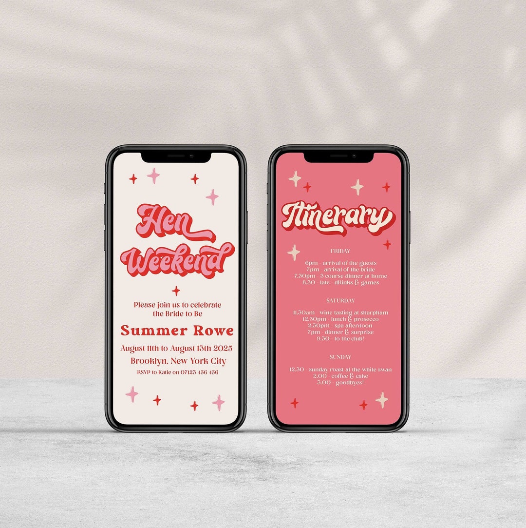 MAZZY Retro Hen Party Invitation, Digital Phone Invite, 70s Hen Party ...