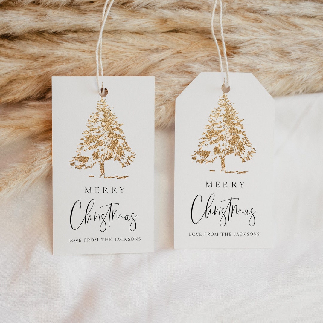 Editable Gold Christmas Gift Tag, Printable Christmas Gift Tag, Holiday ...