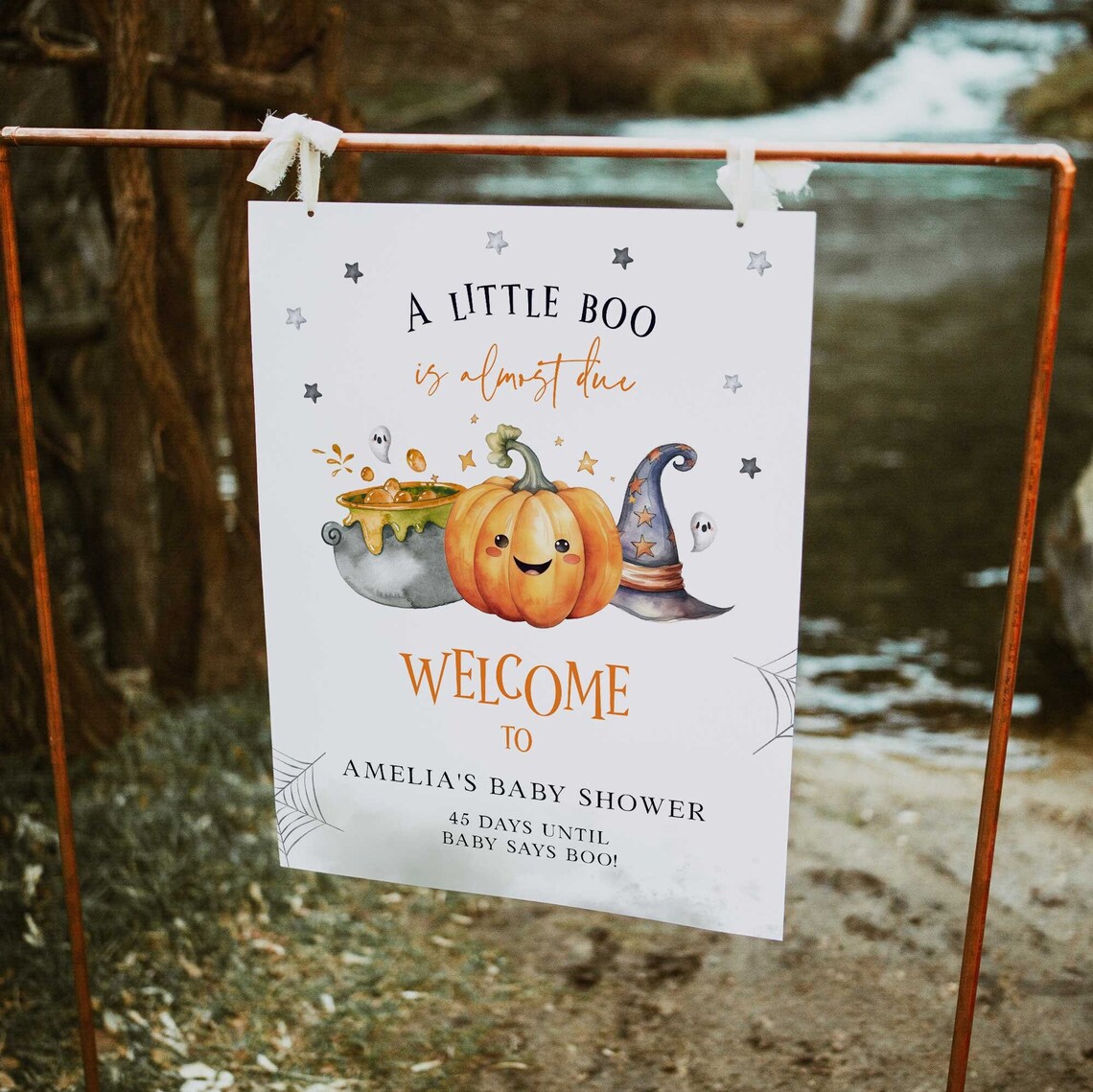 Editable A Little Boo Baby Shower Welcome Sign, Watercolour Halloween ...