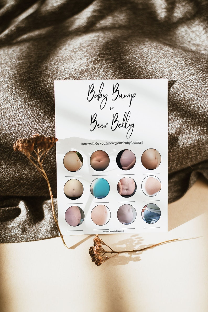 Baby Bump or Beer Belly Game Printable Baby Shower Games Fun | Etsy