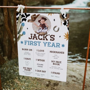 First Rodeo 1st Birthday Milestone Poster, My First Year Cowboy ...