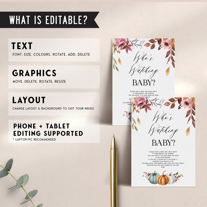 LITTLE PUMPKIN Who's Watching Baby Game Printable Baby - Etsy