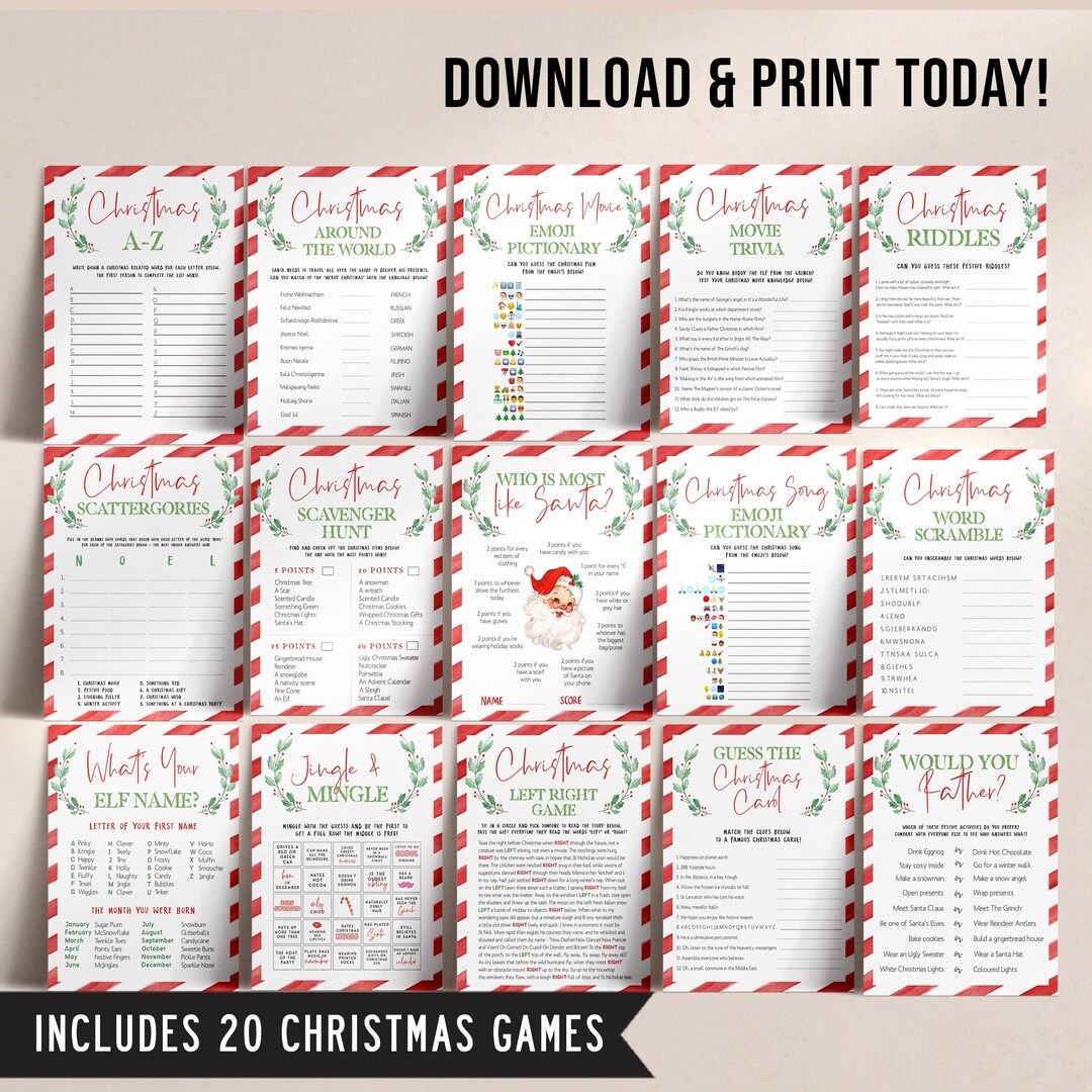 20 Christmas Games Bundle, Christmas Party Games, School Christmas ...