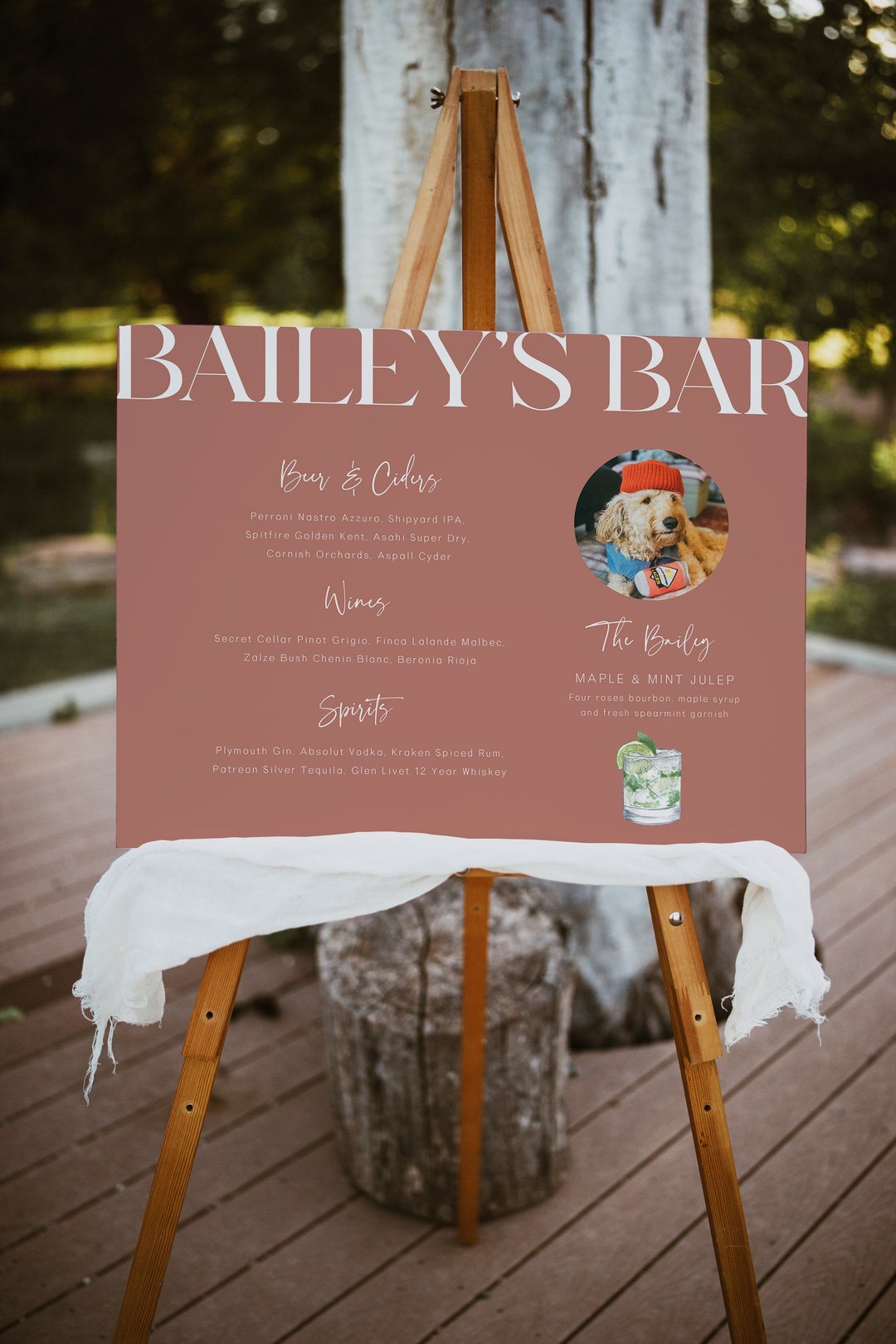 KAYA Pet Signature Cocktail Sign Template, Instant Download, Dusty Rose ...