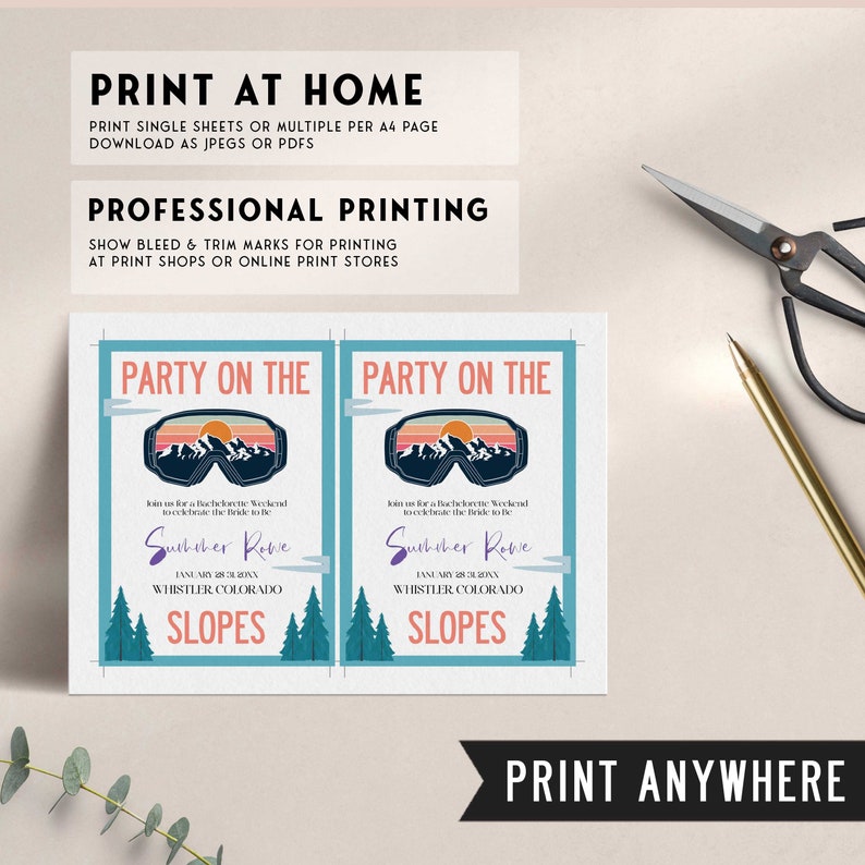 ASPEN Ski Bachelorette Party Invitation Set Ski Snowboard - Etsy UK