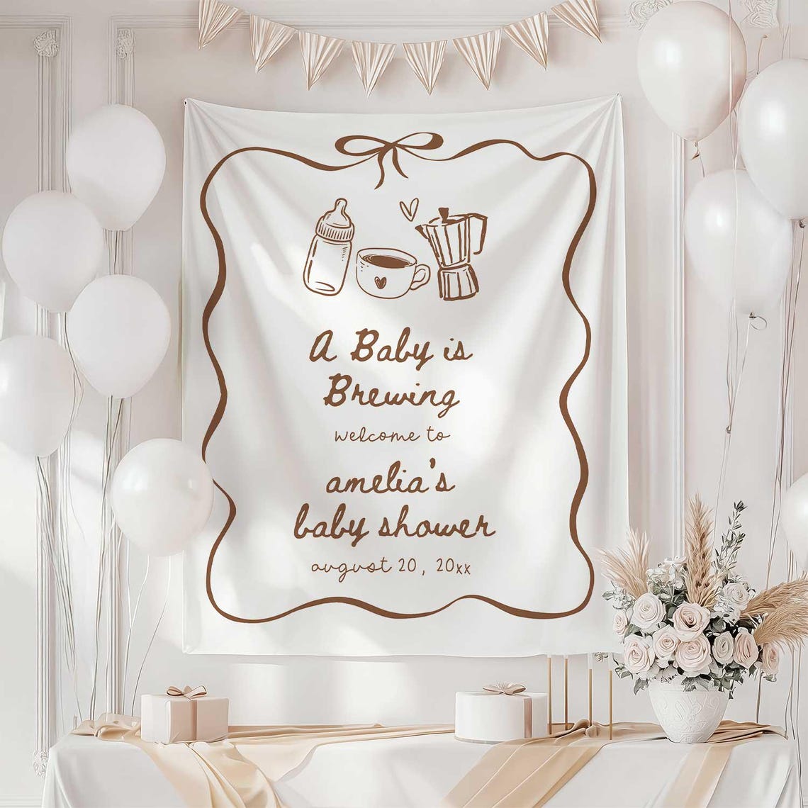 A Baby is Brewing Baby Shower Backdrop Decor, Baby Brewing Baby Shower ...