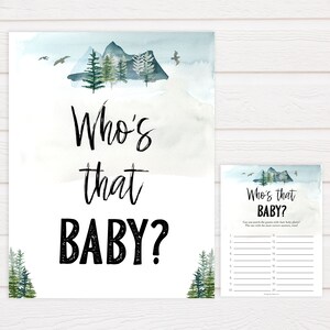 Who's That Baby Game, Printable Baby Shower Games, Adventure Awaits ...