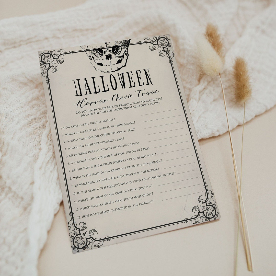 Halloween Party Game, Horror Movie Quiz, Scary Movie Quiz, Halloween ...