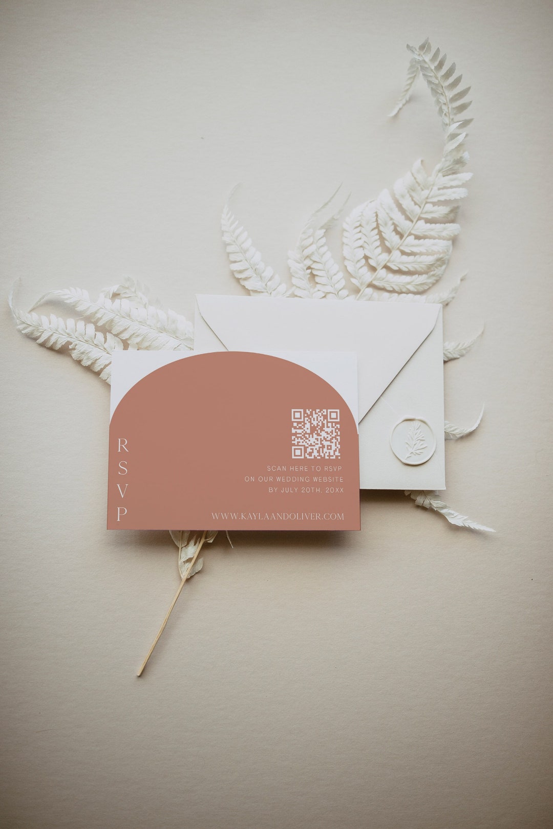 KAYLA Terracotta Wedding QR Code Reply Cards, Rsvp Online, Rsvp Qr Code ...