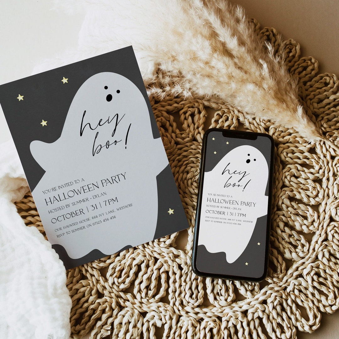 Editable Halloween Party Invitation, Ghost Halloween Invitation ...