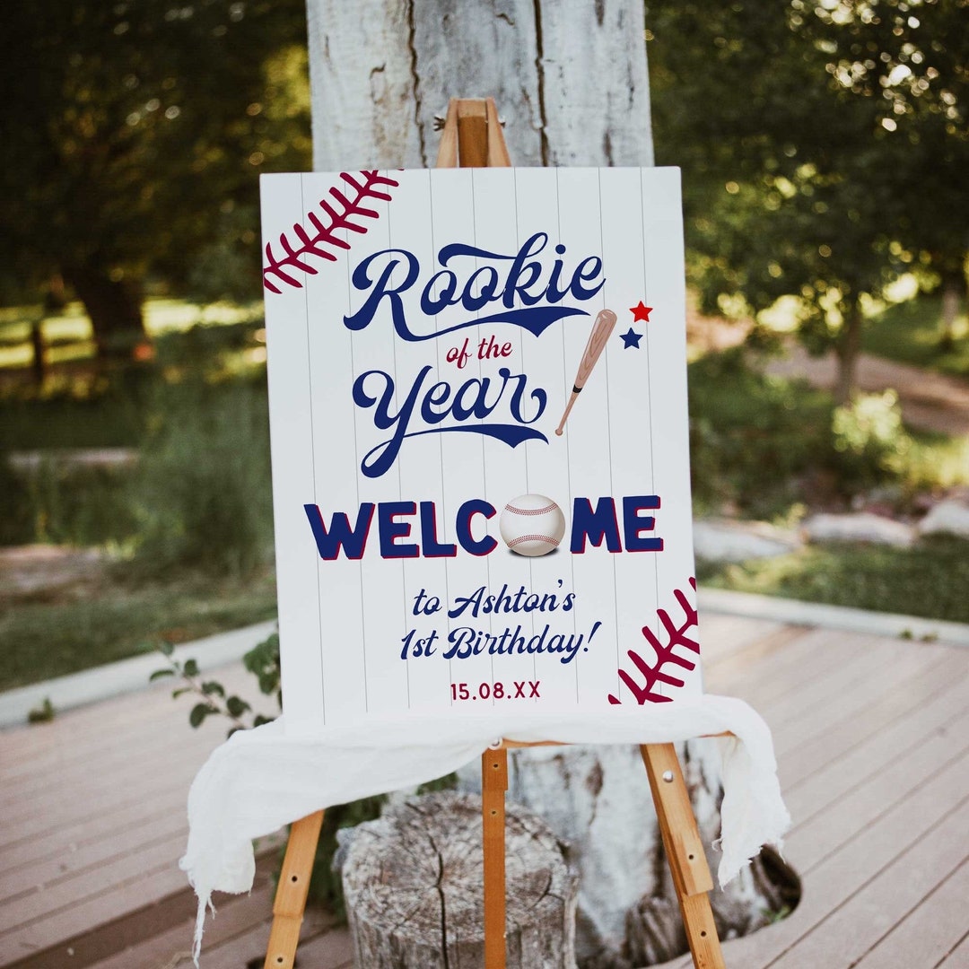 Baseball Birthday Party Welcome Sign Rookie of the Year Welcome Sign ...