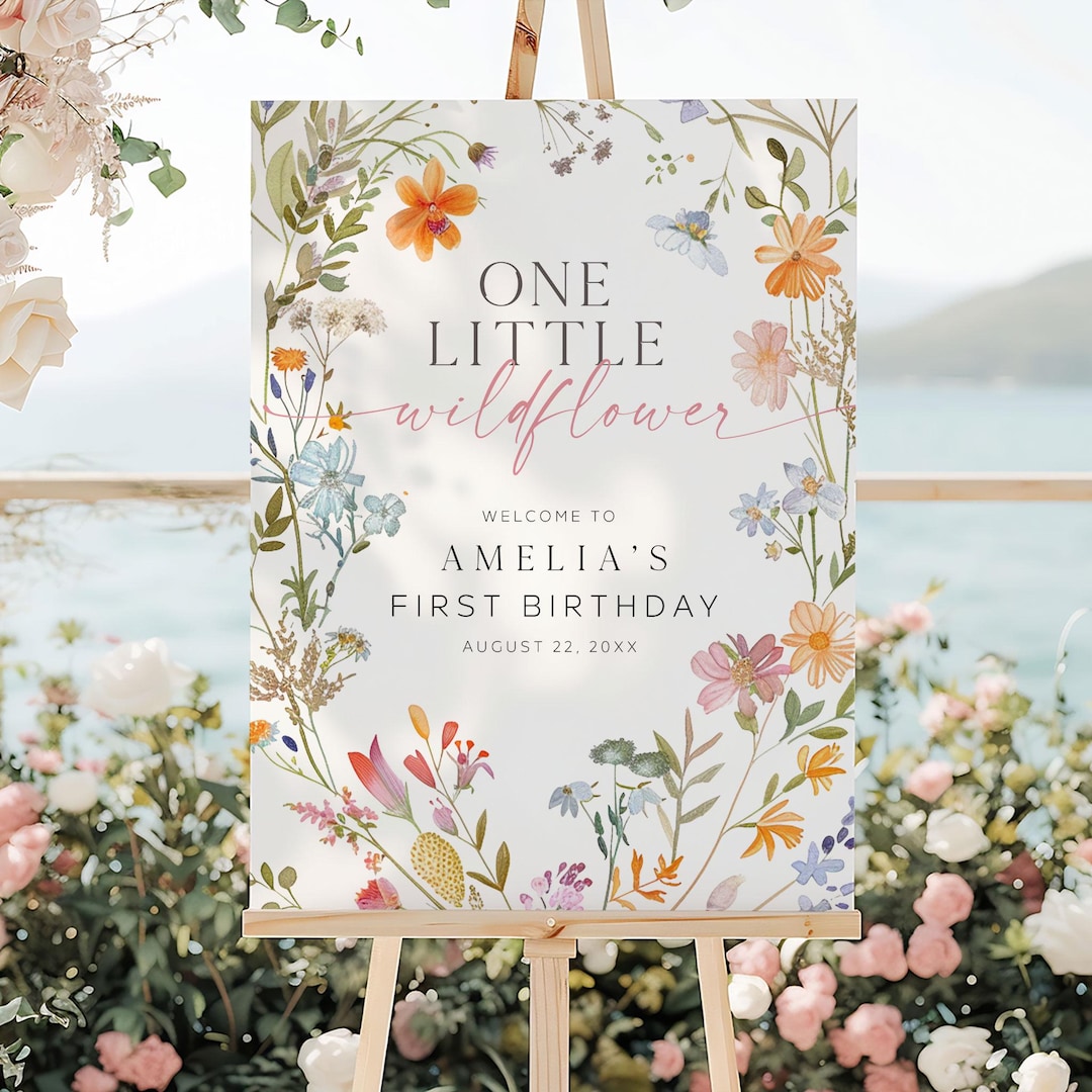 One Little Wildflower 1st Birthday Welcome Sign, Our Little Wildflower ...