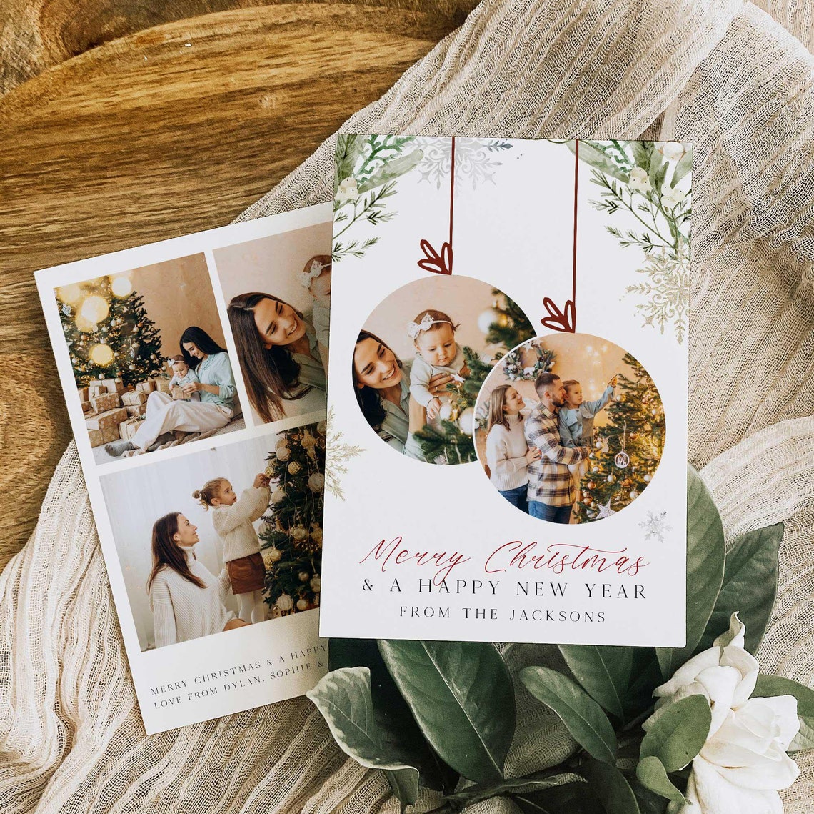Photo Holiday Christmas Card Template, Boho Holiday Card, Christmas ...