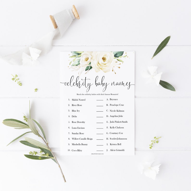 Celebrity Baby Names Game Printable Baby Shower Games White - Etsy