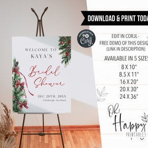 HOLLY Christmas Bridal Shower Welcome Sign, Festive Bridal Shower ...
