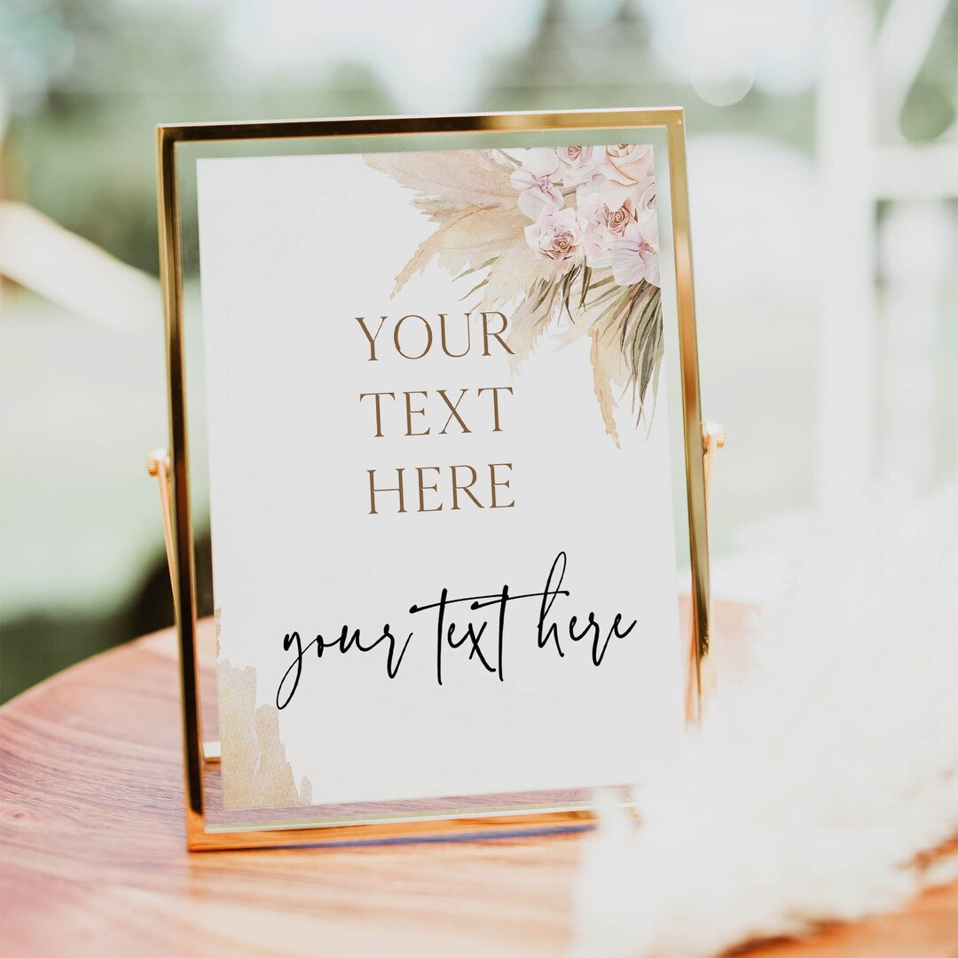 Pampas Grass Editable Table Sign, Printable Baby Shower Signs, Pampas ...
