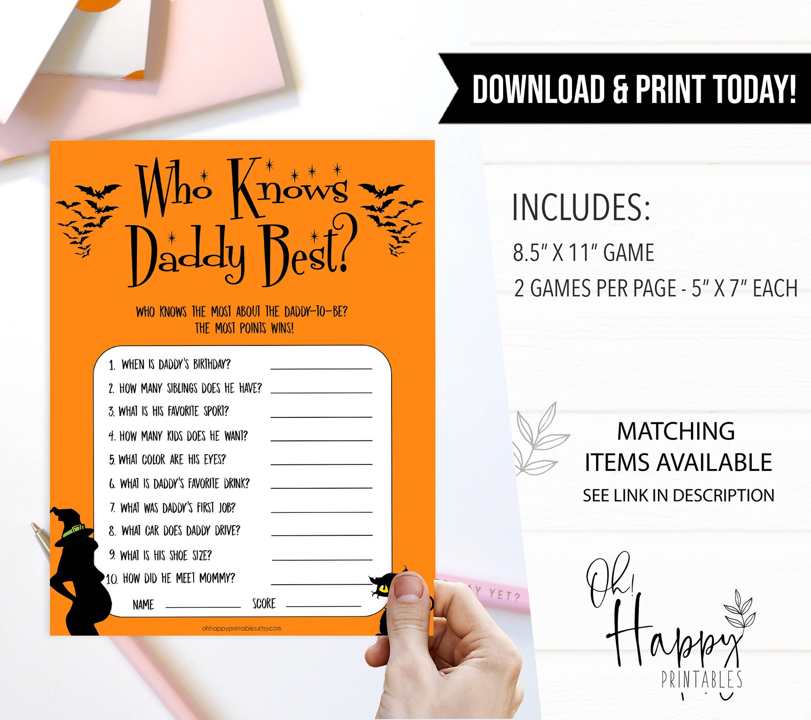 Halloween Who Knows Daddy Best How Well Do You Know Daddy - Etsy