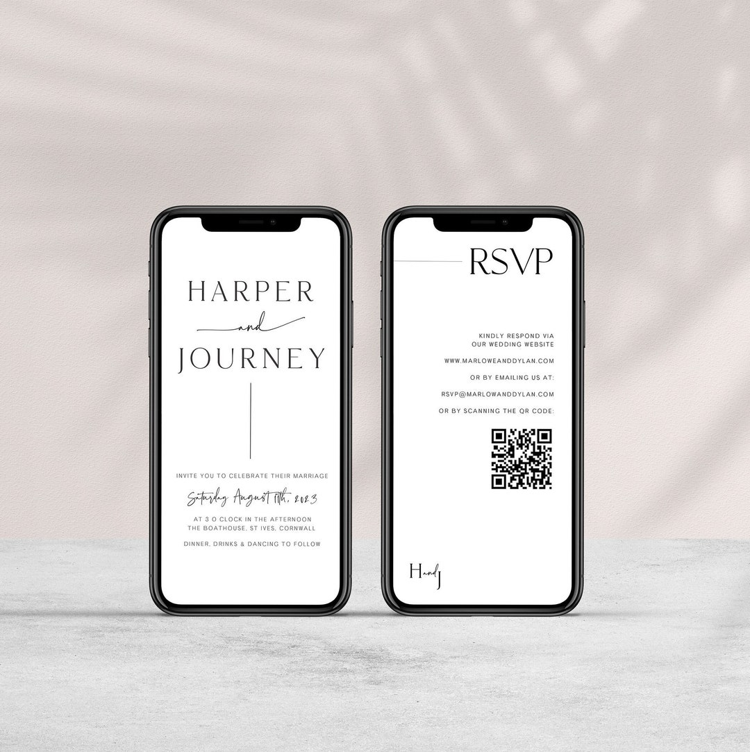 Digital Phone Wedding Invitation Suite, Minimalist Wedding Digital ...