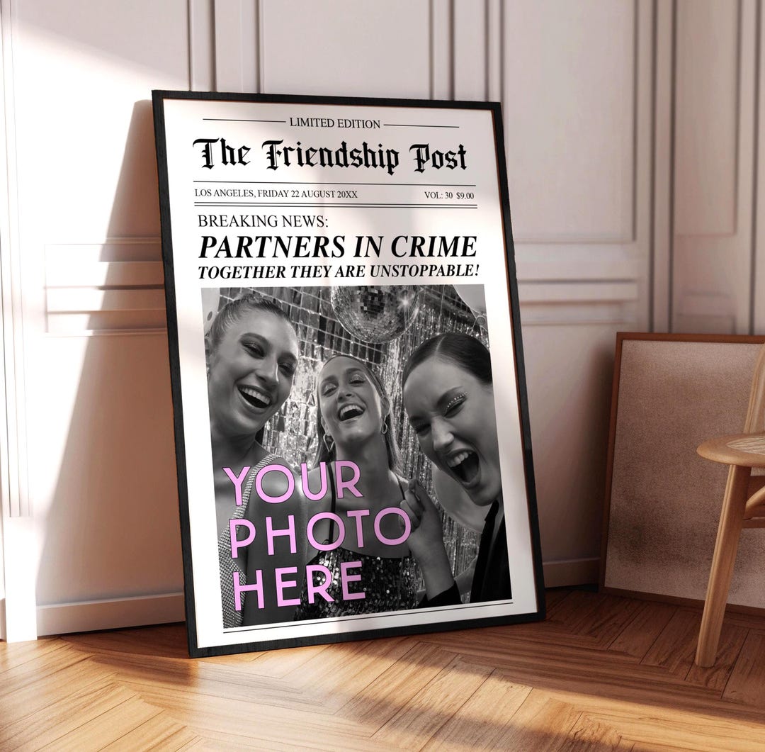 Best Friend Gift Editable Newspaper Template, Personalized College ...