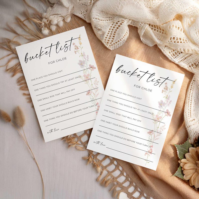 Graduation Bucket List Card Template, Simple Floral Graduation Advice ...