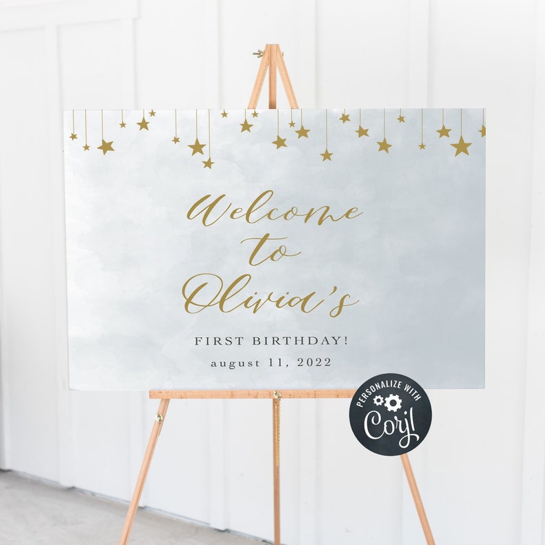 EDITABLE Little Star First Birthday Welcome Sign Welcome Sign - Etsy