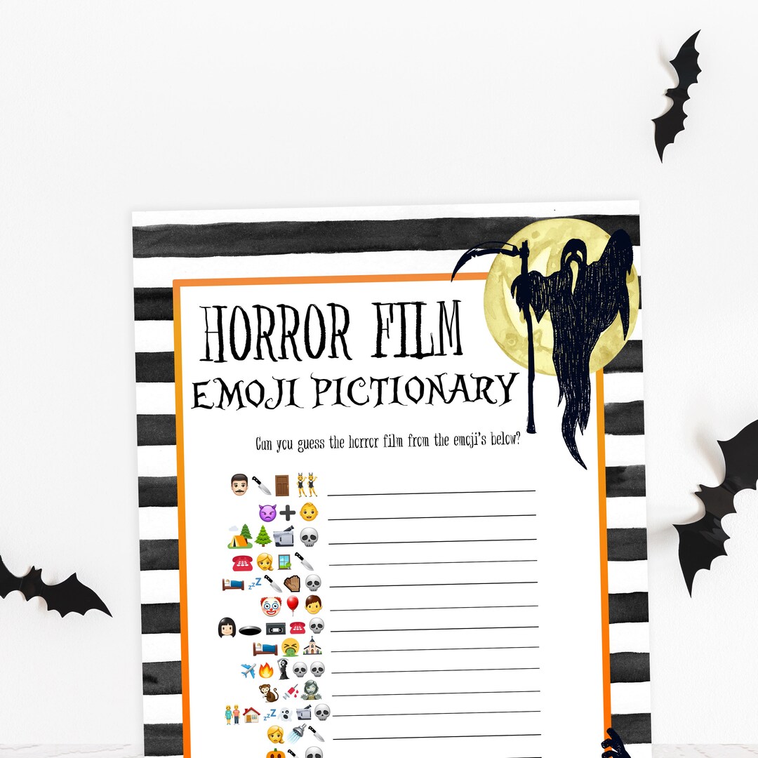 Halloween Party Game, Horror Movie Emoji Pictionary, Halloween Party ...