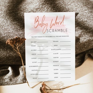 Baby Word Scramble Game Pink Baby Shower Games Printable - Etsy