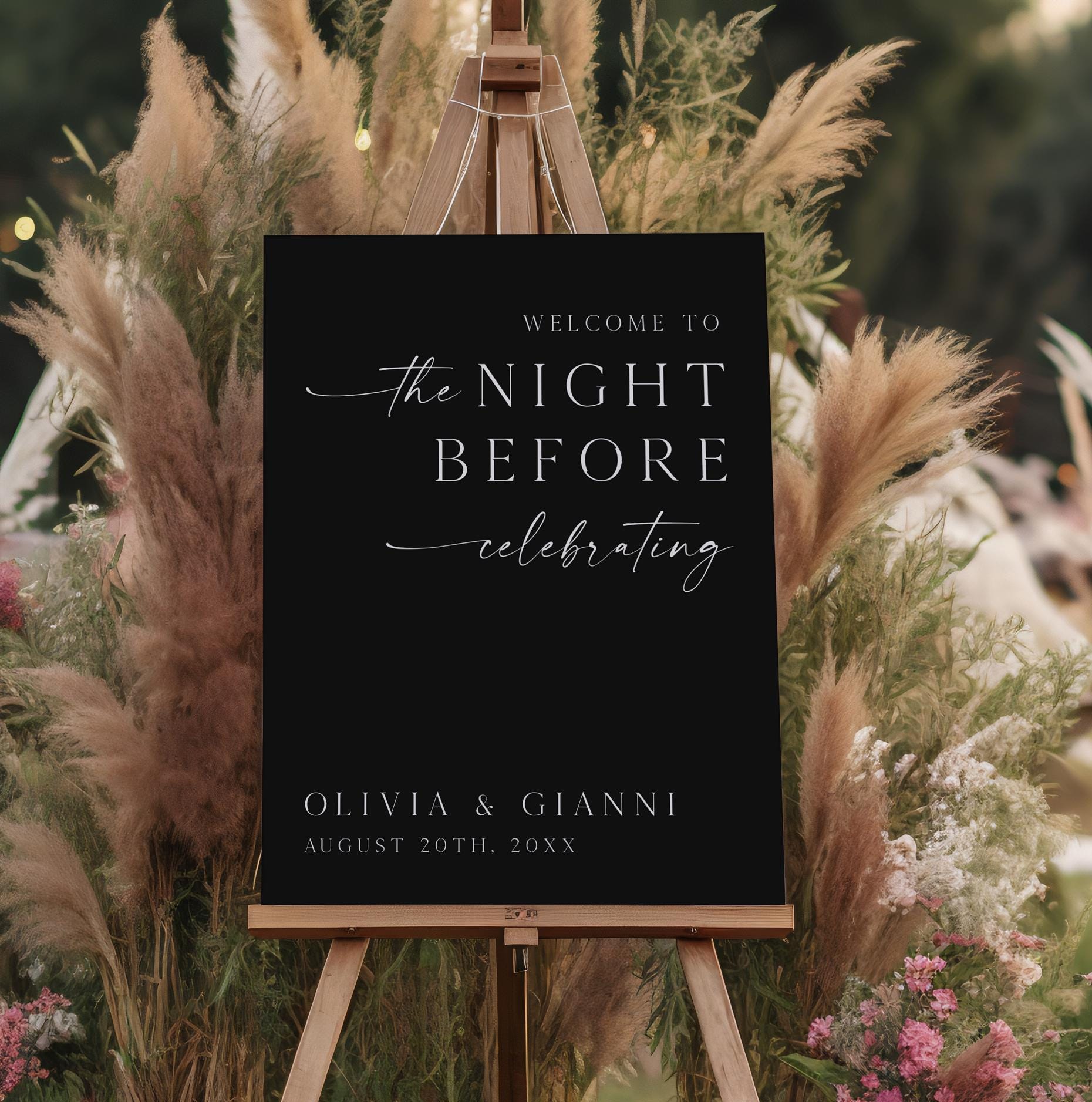 The Night Before Welcome Sign Black Editable Rehearsal Dinner Welcome ...