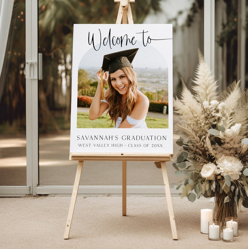 Photo Graduation Welcome Sign, Graduation Editable Poster, Graduate ...