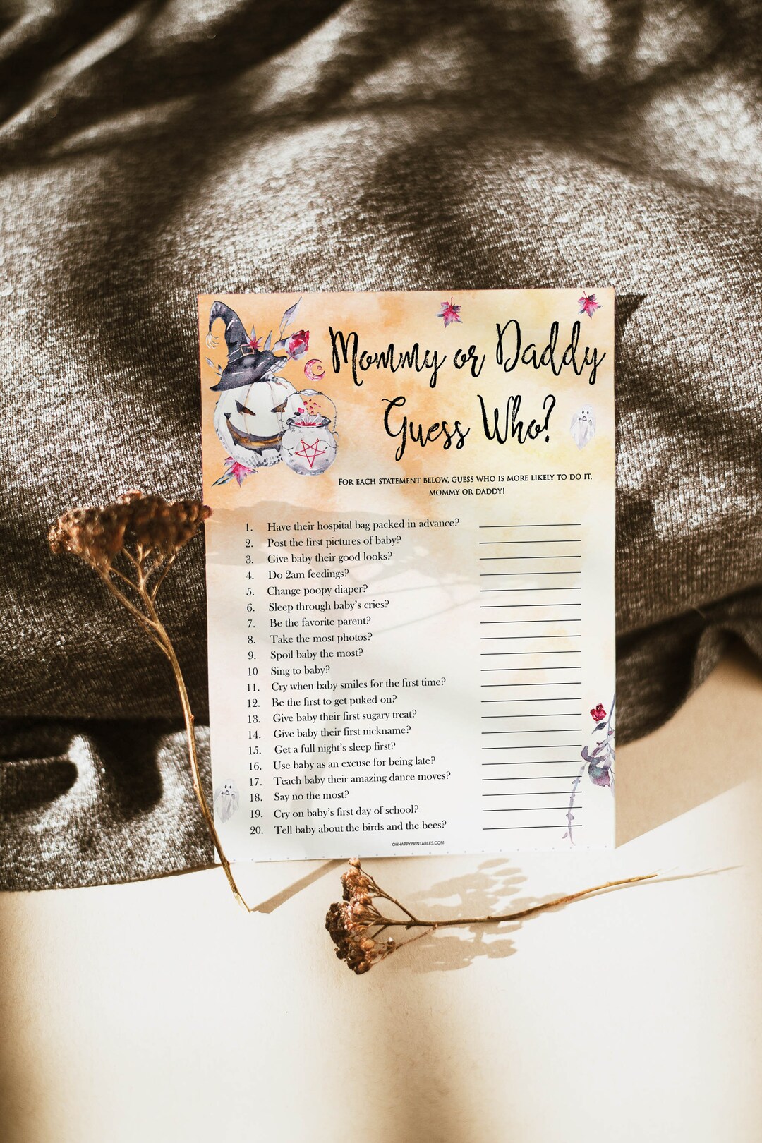 Halloween Baby Shower Mommy or Daddy Guess Who Baby Game - Etsy