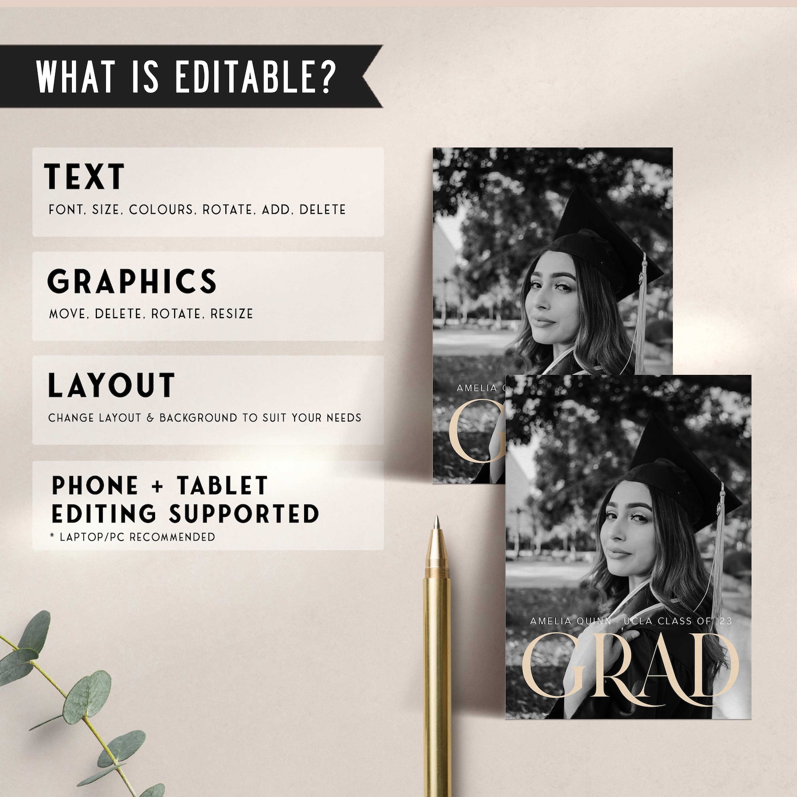 Graduation Announcement Template Senior Graduation Clean - Etsy