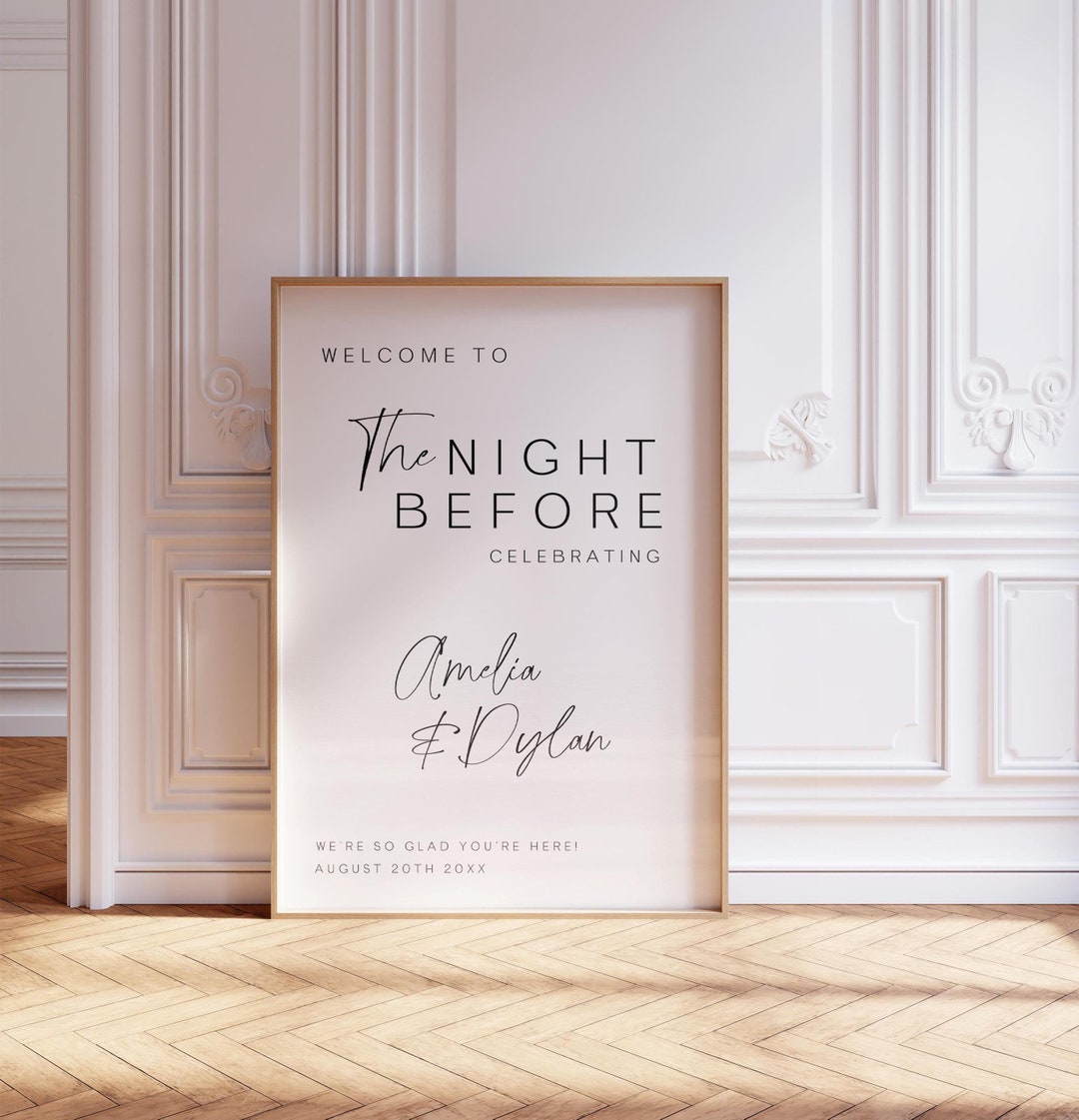 PRINTED + SHIPPED the Night Before Welcome Sign, Wedding Rehearsal ...