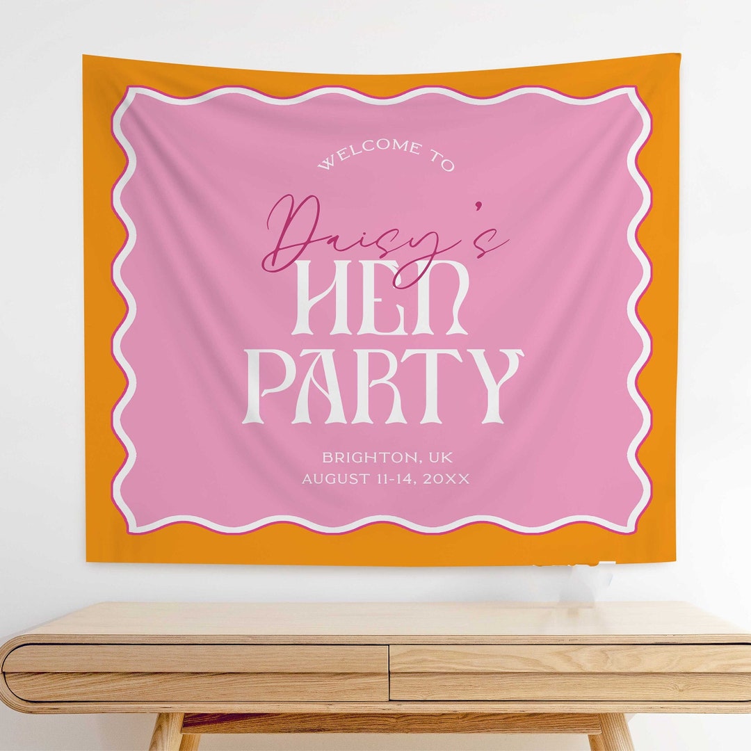 Hen Party Welcome Backdrop, HOT PINK Bachelorette Welcome Banner, Hen ...