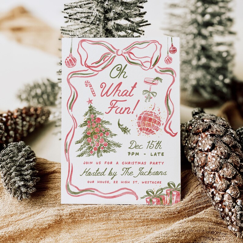 Oh What Fun Christmas Party Invitation ,editable Hand Drawn Doodle ...
