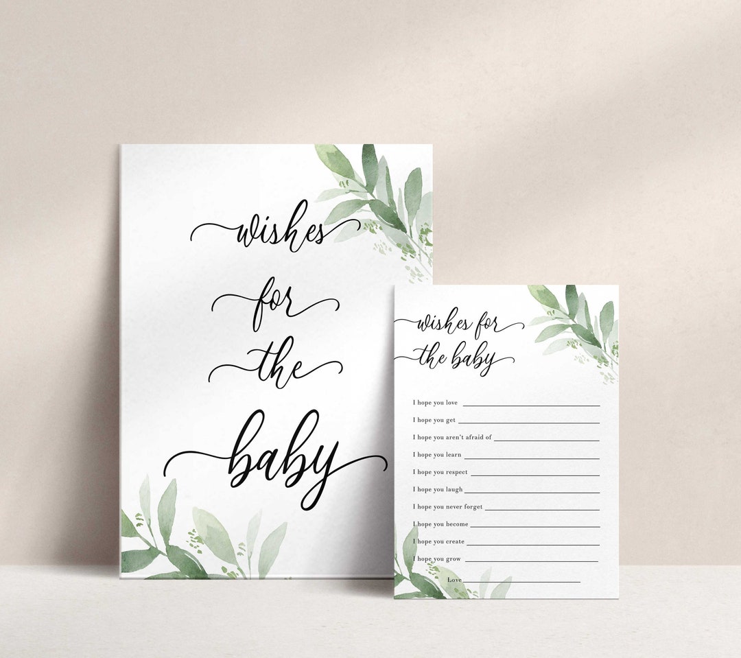 Wishes for the Baby Game, Printable Baby Shower Games, Botanical Baby ...