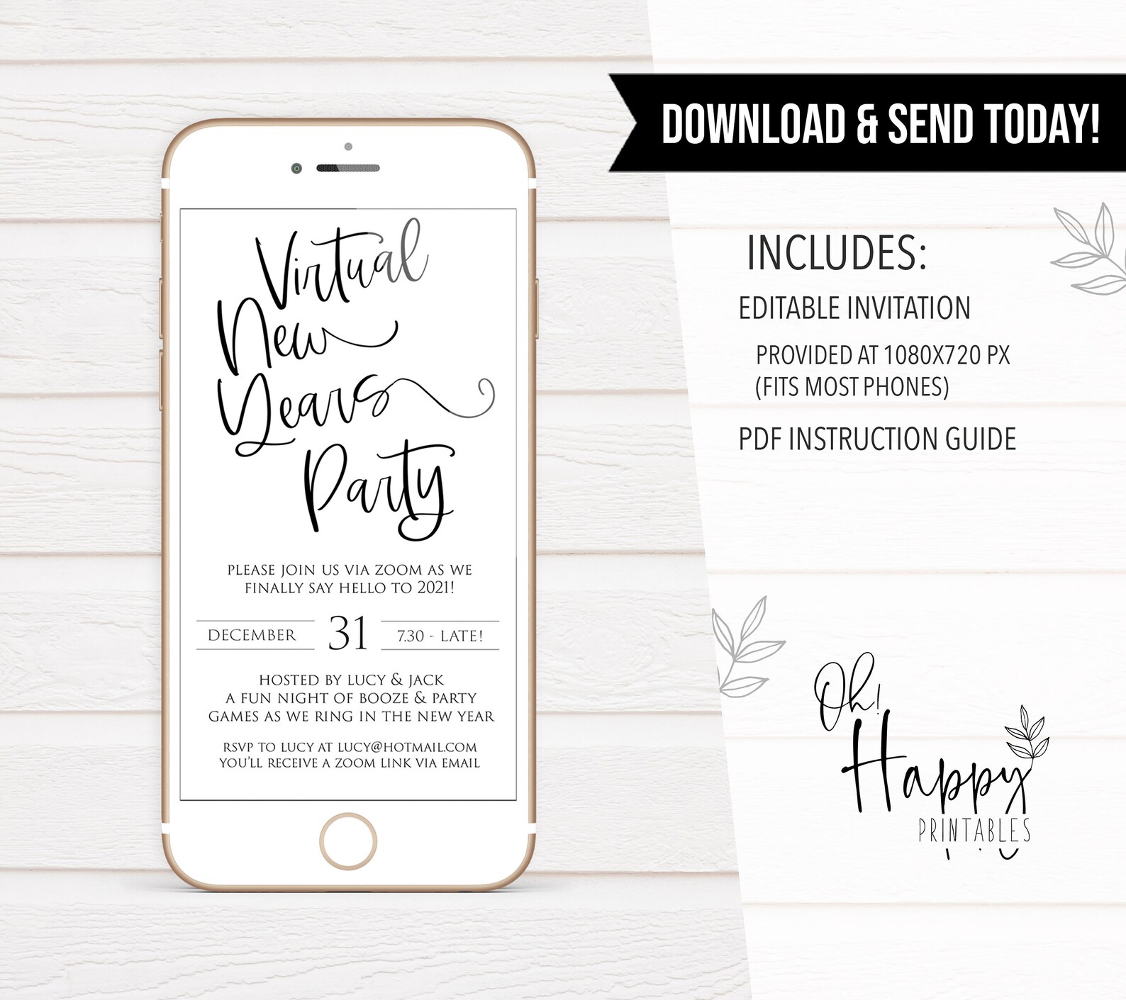 VIRTUAL New Years Party Invitation 2021 New Years Electronic - Etsy