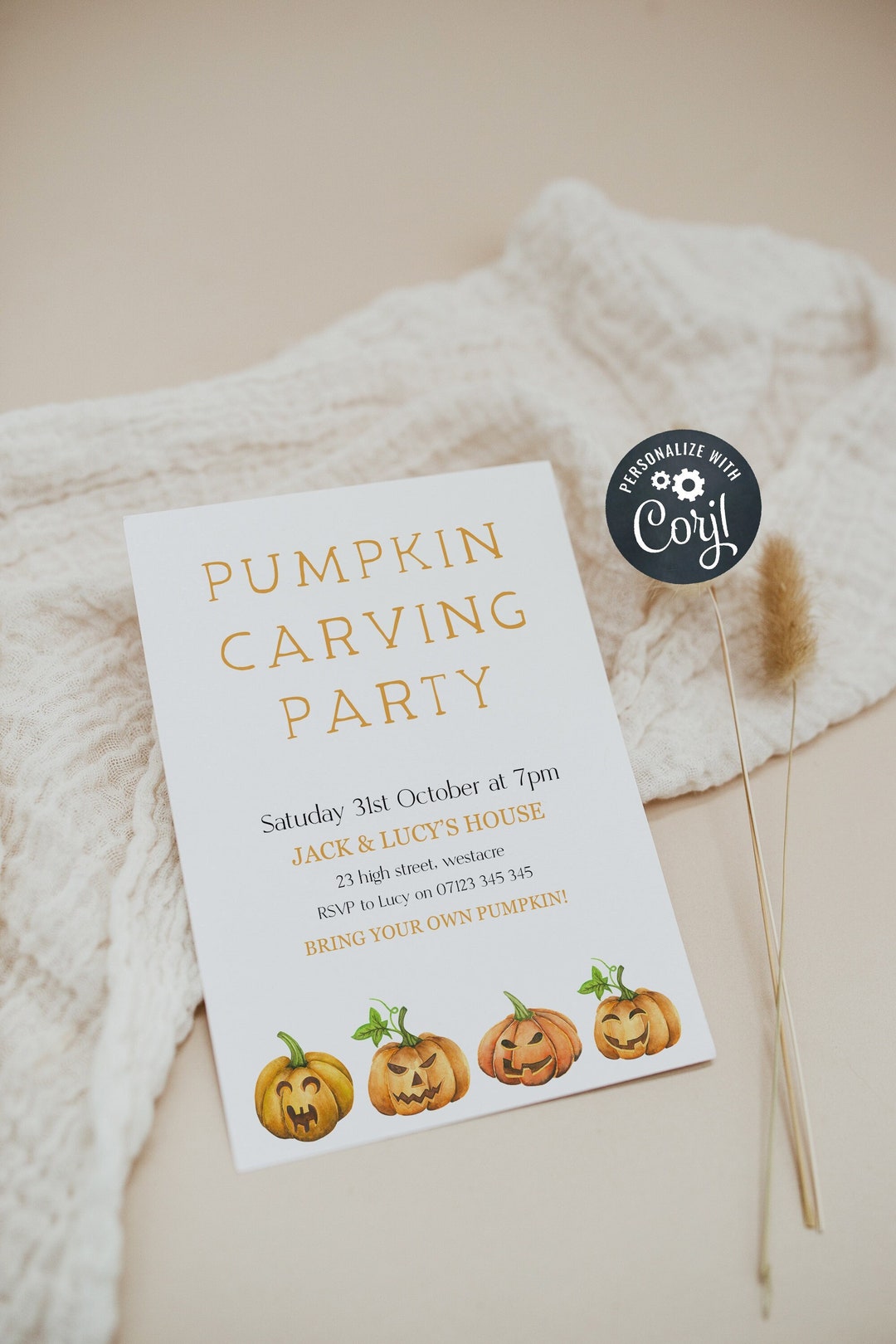 EDITABLE Pumpkin Carving Invite Pumpkin Carving Party - Etsy UK