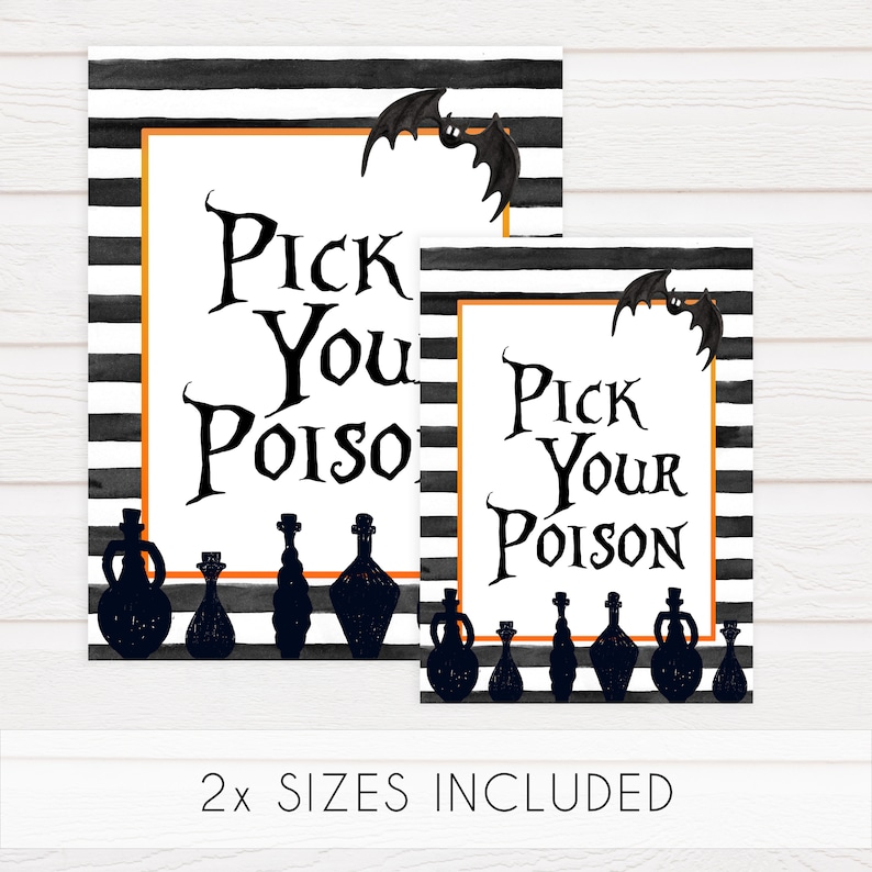 Halloween Decor, Pick Your Poison, Halloween Party Sign, Halloween ...