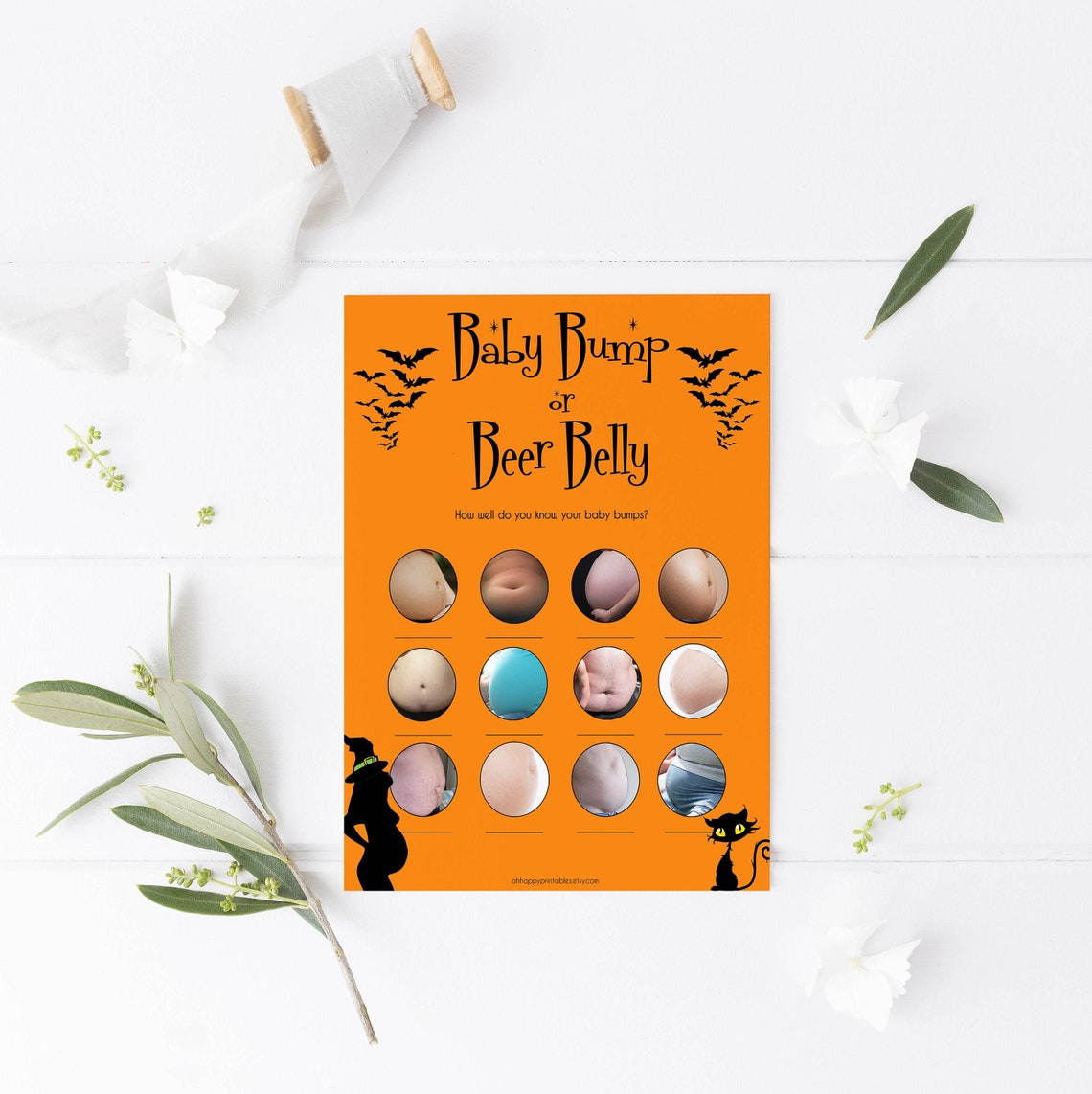 Halloween Baby Bump or Beer Belly Game Autumn Beer Belly | Etsy