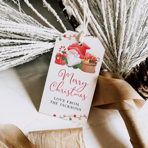 Printable Christmas Gnome Gift Tag, Editable Christmas Gift Tag ...