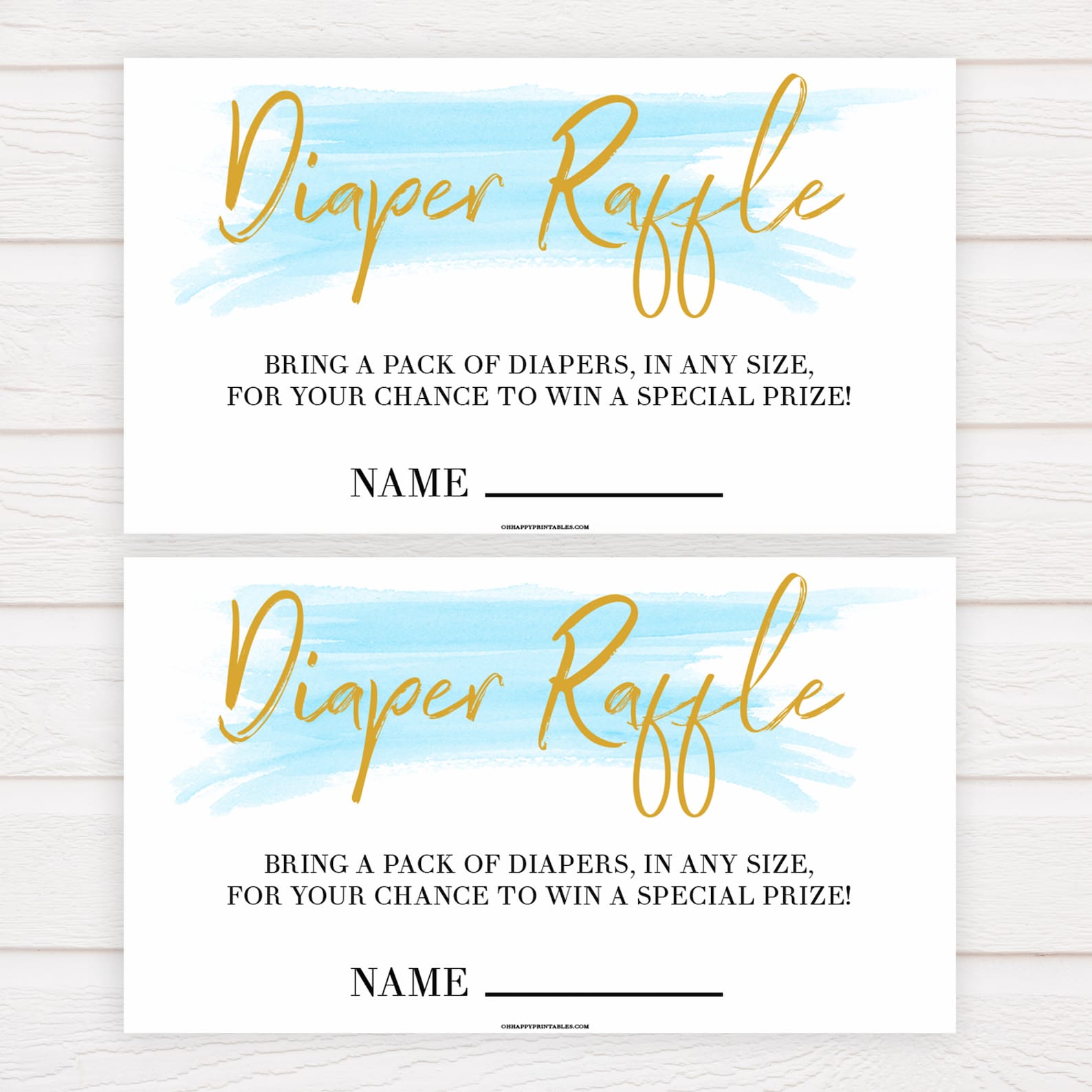 Blue Watercolor Diaper Raffle Printable Baby Shower Games | Etsy