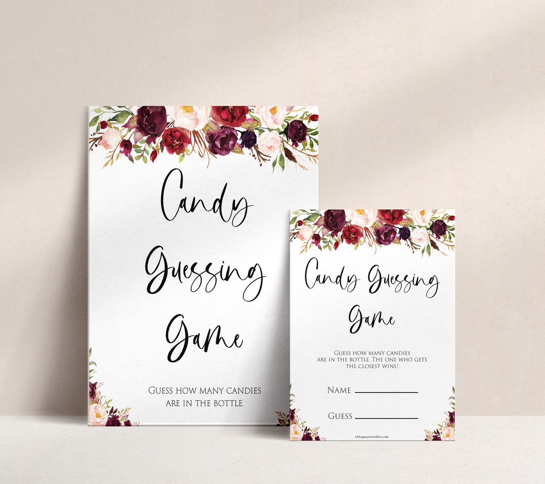 Marsala Baby Shower, Candy Guessing Game, Printable Baby Shower Games ...