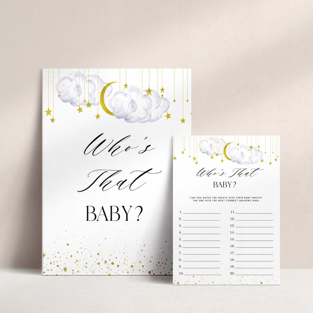Twinkle Little Star Who's That Baby, Printable Baby Shower Games, Gold ...