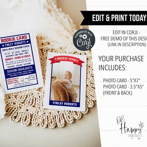 First Birthday Baseball Player Card, Rookie of the Year 1st Birthday ...