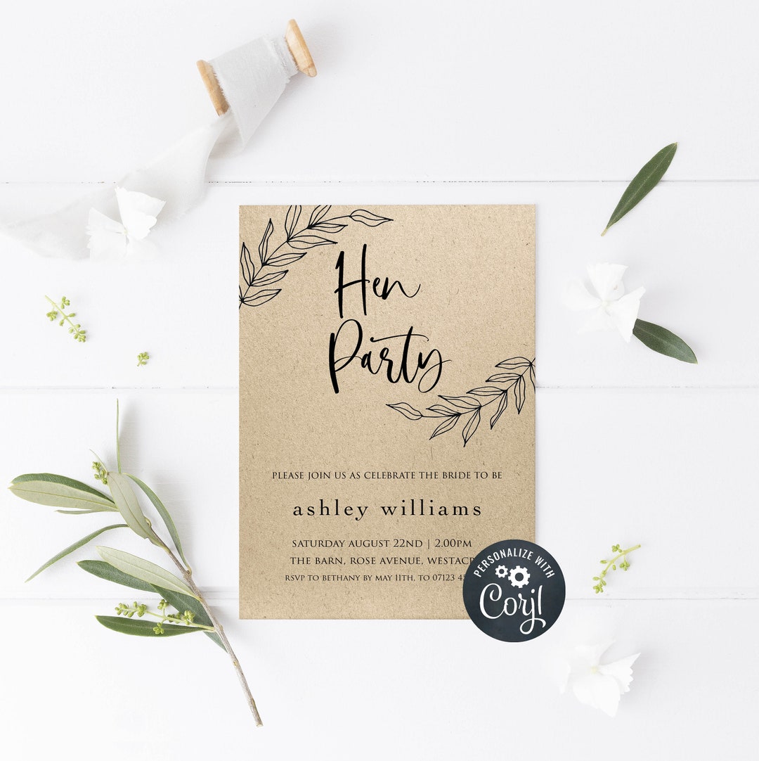 EDITABLE Rustic Hen Party Invite Hen Weekend Invitation - Etsy