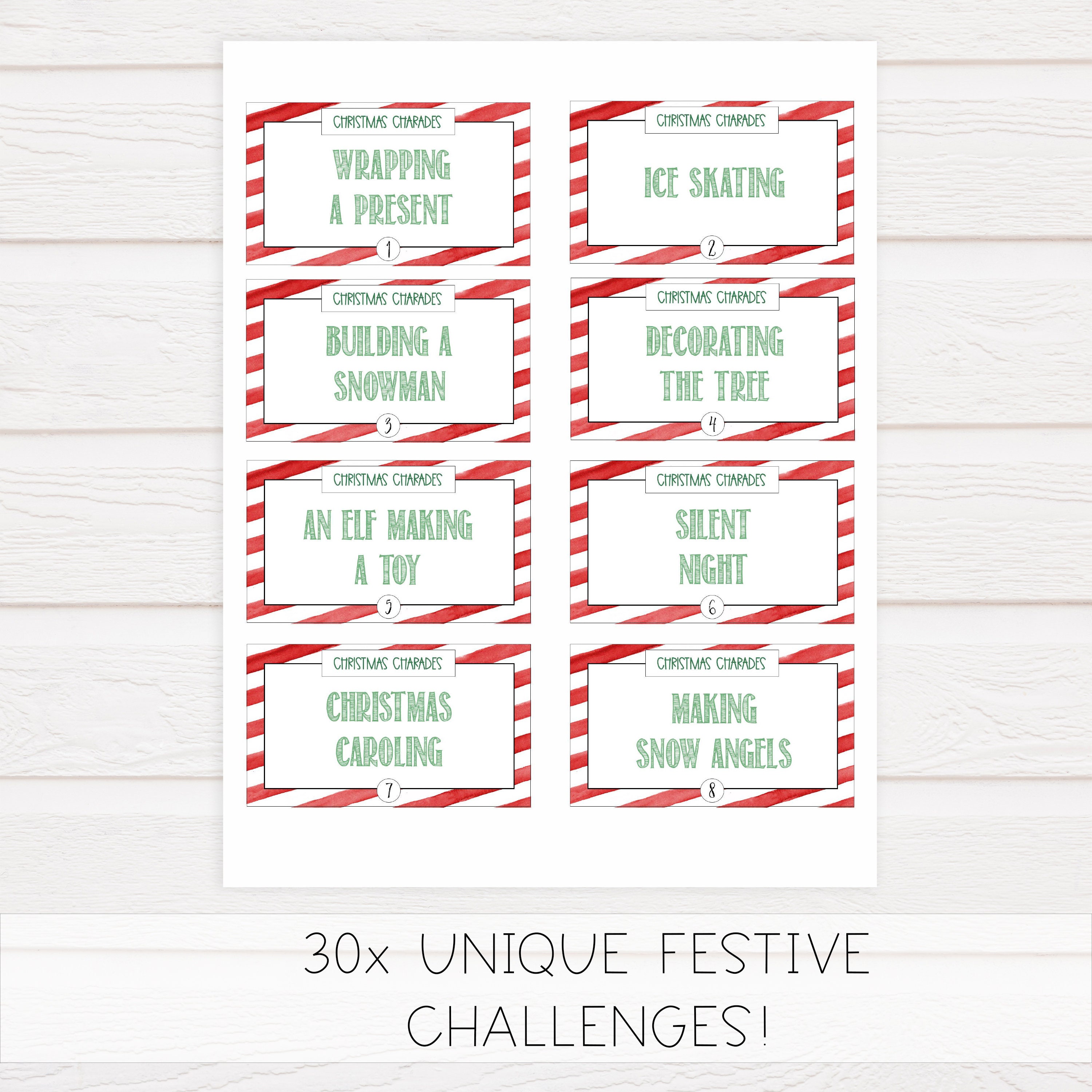 Christmas Party Game Christmas Charades Printable Christmas - Etsy