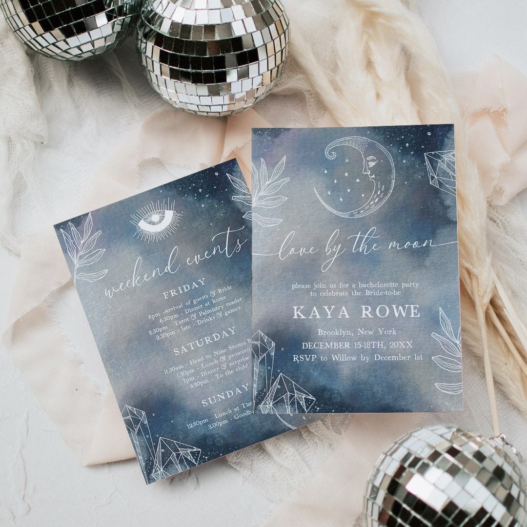 LUNA Celestial Bachelorette Party Invitation, Witchy Bachelorette ...