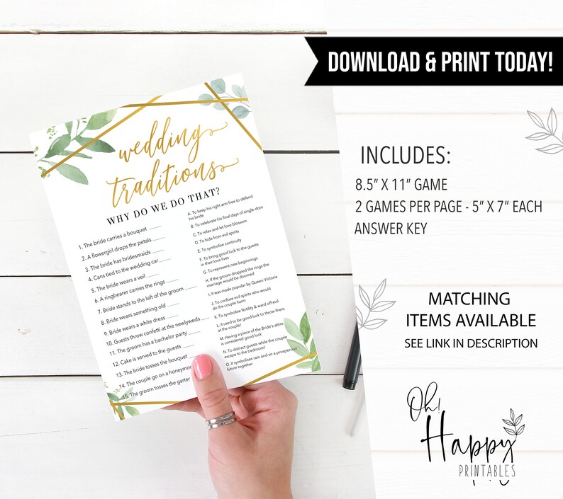 Bridal Shower Game Wedding Traditions Bridal Shower Games | Etsy