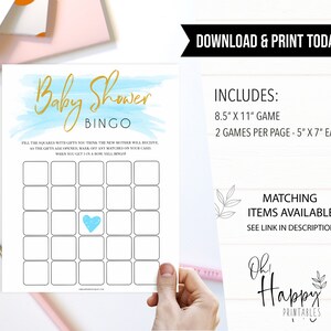 Blue Baby Shower Bingo Blue Printable Baby Shower Games Fun - Etsy UK